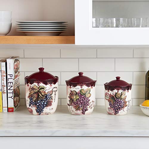 Certified International Corp Vintners Journal 3 Piece Canister Set, Multicolor