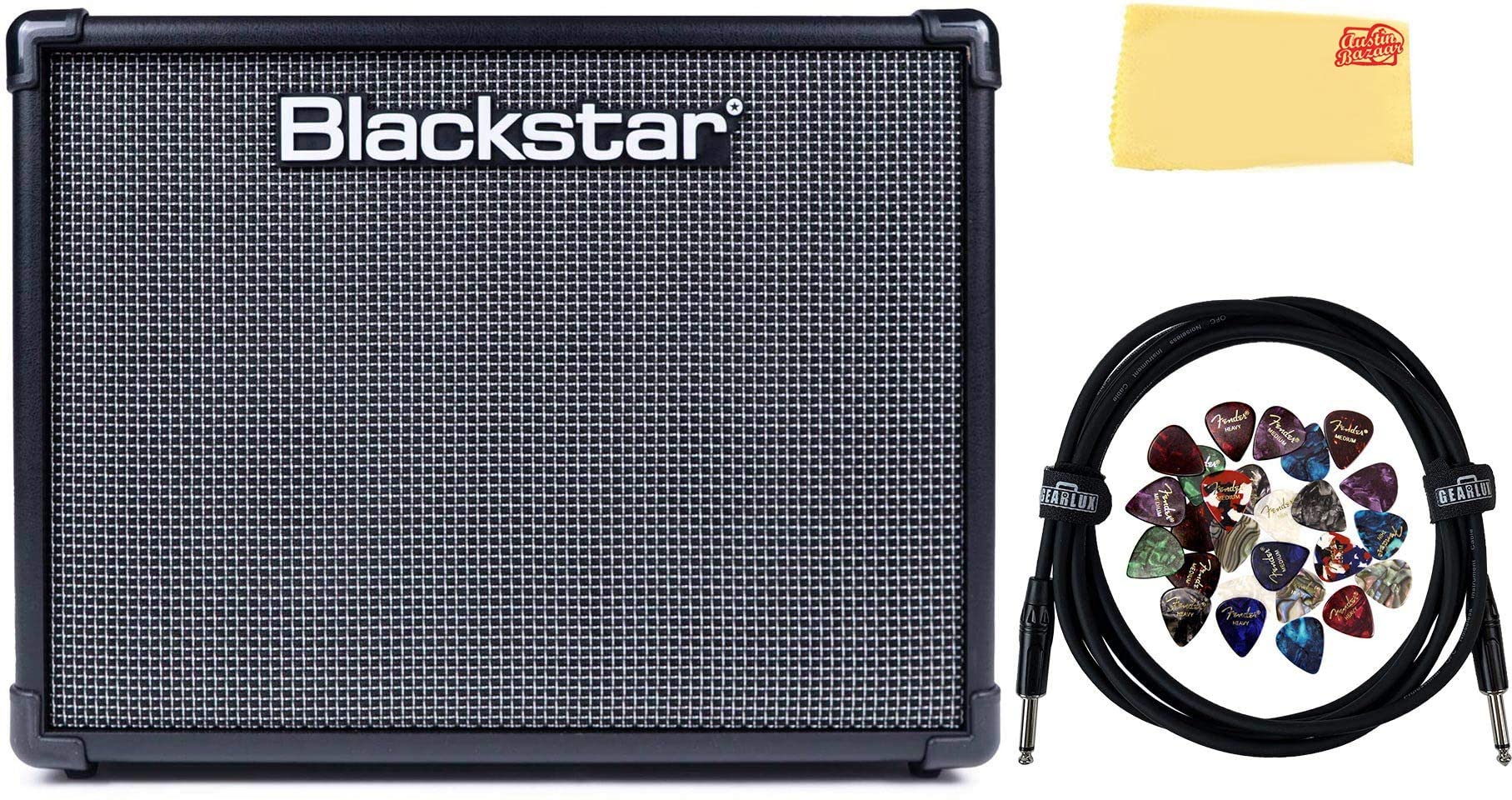 Blackstar ID:Core V3 Stereo 40 Guitar Combo Amplifier Bundle with Instrument Cable, Picks, and Austin Bazaar Polishing Cloth