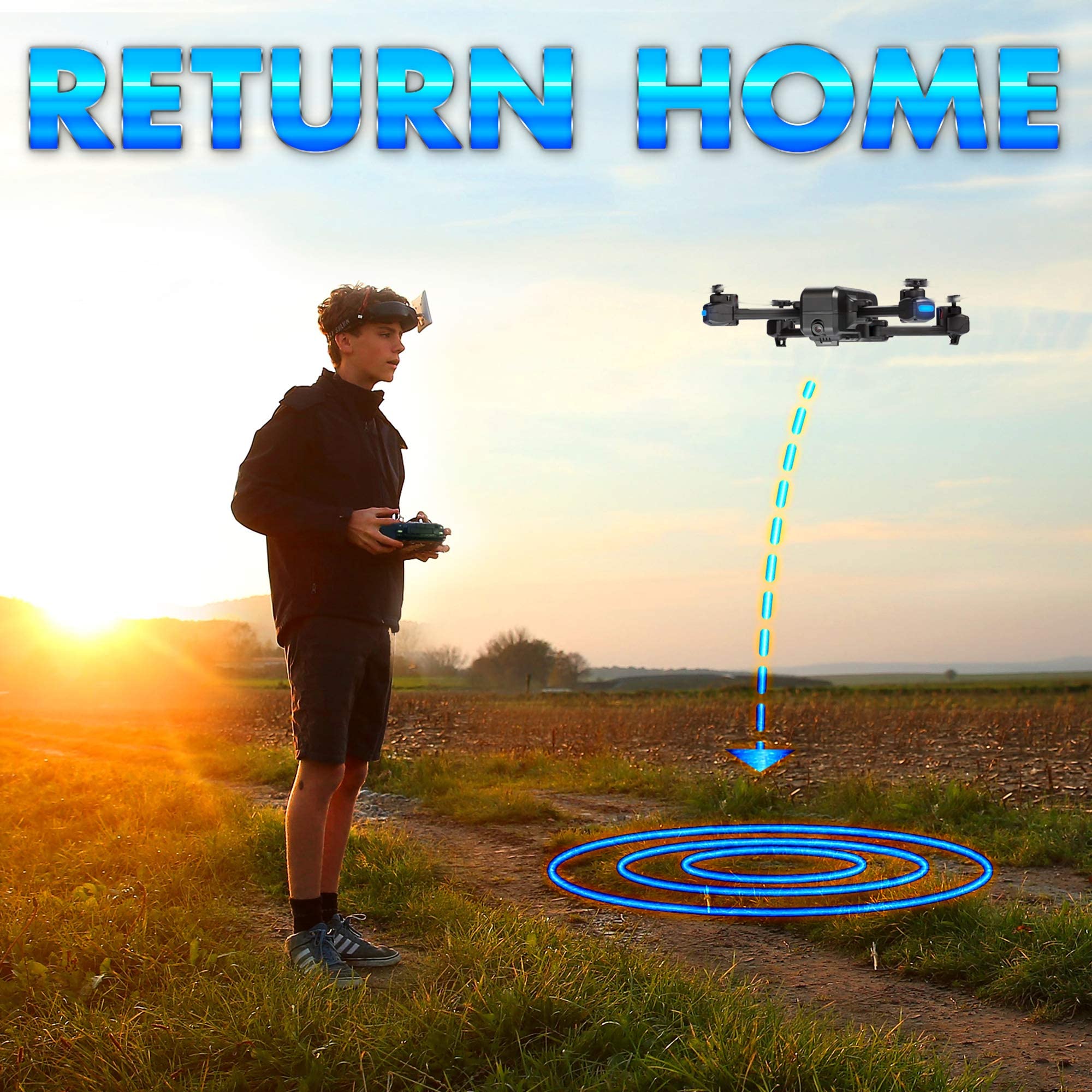 Contixo 4K GPS Quadcopter Drone with HD FPV Camera Live Video for Adults with Custom Case & 2 Batteries
