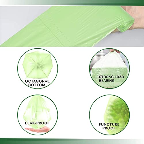 iDemaya Medium Compostable Trash Bags, Biodegradable 8 Gallon Garbage Bags, Recycling Degradable Unscented Rubbish Bags for Kitchen Bathroom Office Car Pet Wastebasket, (4 Rolls / 100 Count, Green)