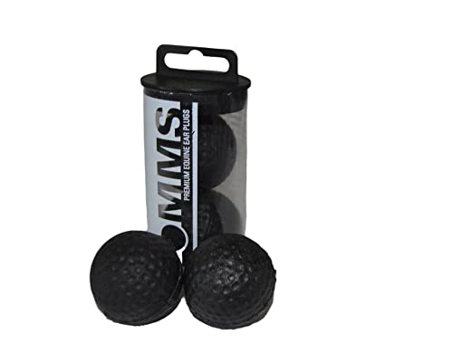 Pomms Equine Ear Plugs - Bundle of 1 Pair Horse Size and 1 Pair Pony Size Black Equestrian Showing Competition EarPlugs with a Horse Shaped Bottle Opener Keychain