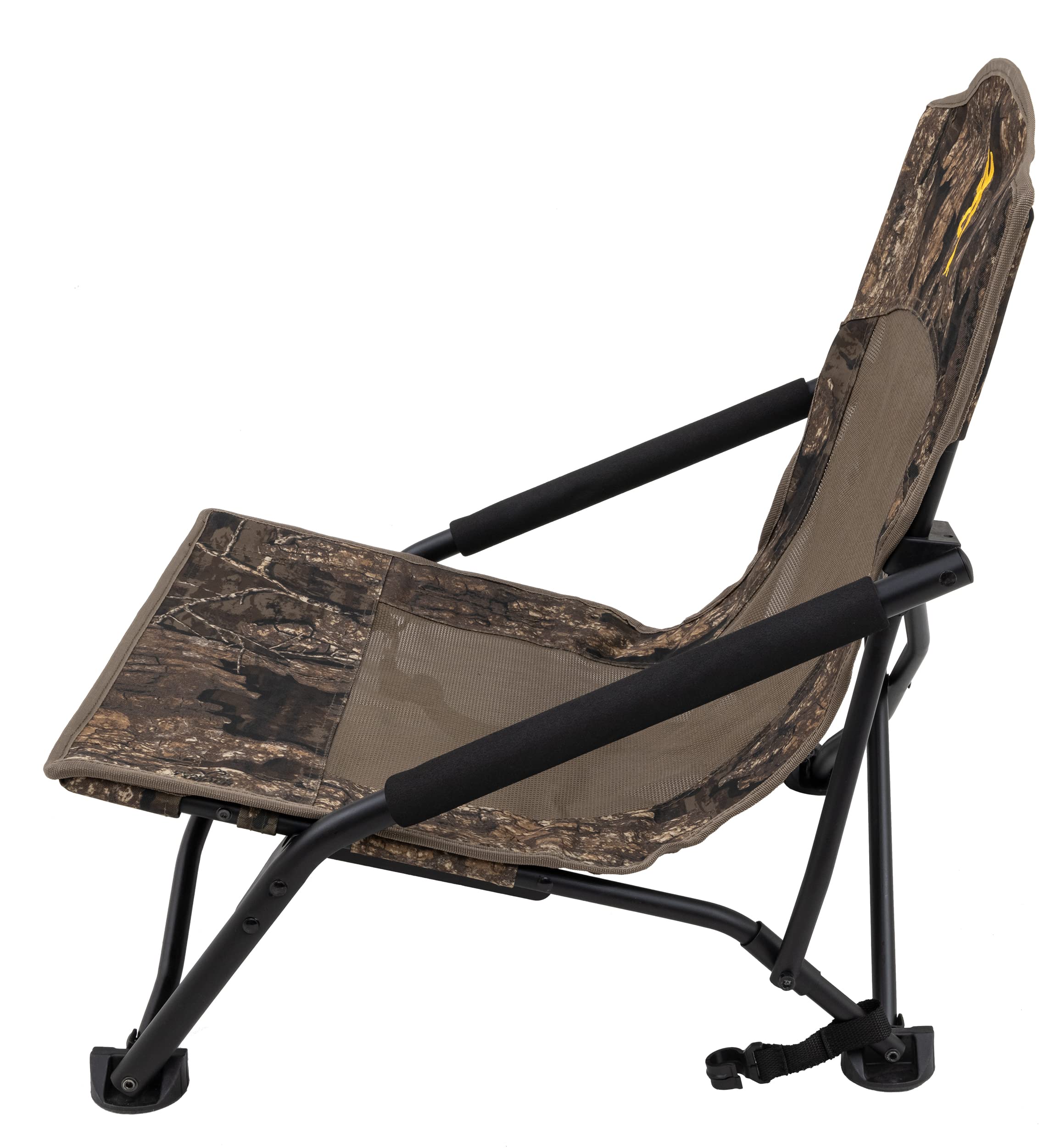Browning Strutter Camo Turkey Hunting Chair with Foldable Low Profile Compact Design, Durable Steel Frame, and Padded Shoulder Carry Strap and Carry Bag