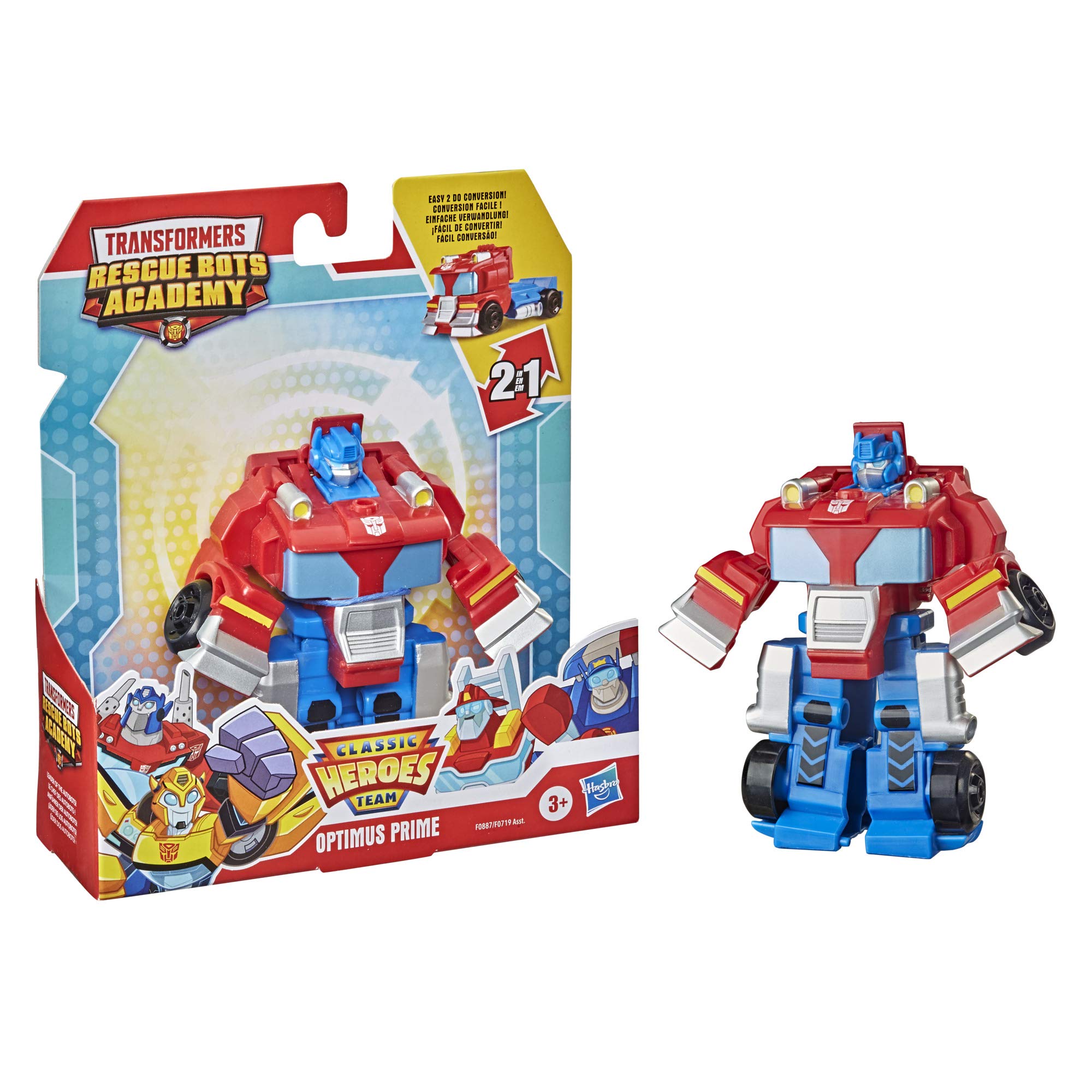 Transformers Playskool Heroes Rescue Bots Academy Classic Heroes Team Optimus Prime Converting Toy, 4.5-Inch Action Figure, Ages 3 and Up