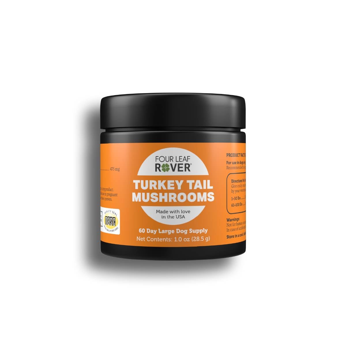 Four Leaf Rover - Turkey Tail Mushroom Extract - Critical Immune Support and Prebiotic for Dogs - 60 Day Supply, Depending on Dogâs Weight - Rich in Beta-Glucans - Vet Formulated