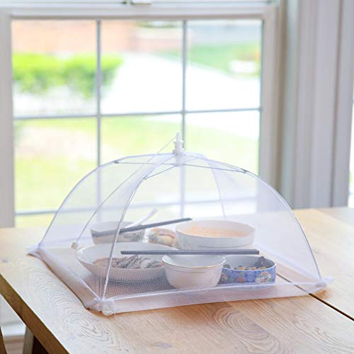 Pop-Up Mesh Screen Food Cover Tent Umbrella, SPANLA 8 Pack Food Cover Net for Outdoors, Screen Tents, Parties Picnics, BBQs, Reusable and Collapsible Reusable and Collapsible,17 Inches