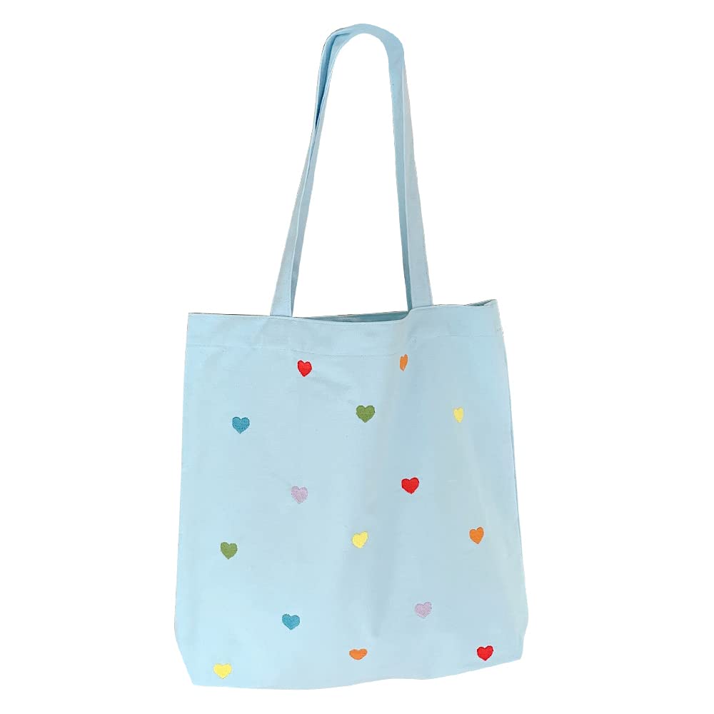 DAYLINE Women canvas Tote Bag for Women Girls Kids school Shoulder Bag Reusable Tote Bags, Cotton Canvas Cloth for Grocery, Shopping (Blue)
