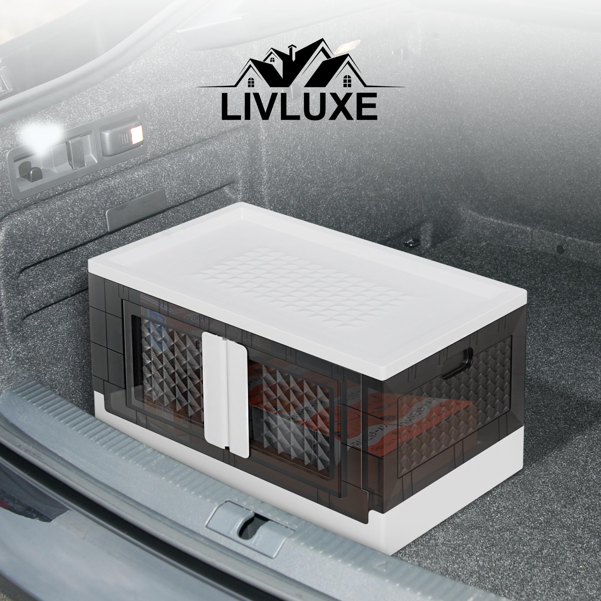 livluxe Closet Organizers and Storage, 8.4 Gal Storage Bins with Lids, 3 Pack, Collapsible, Stackable Storage Bins with Door, Wheels & Side Handles, Multiuse for Bedroom Office Trunk & More