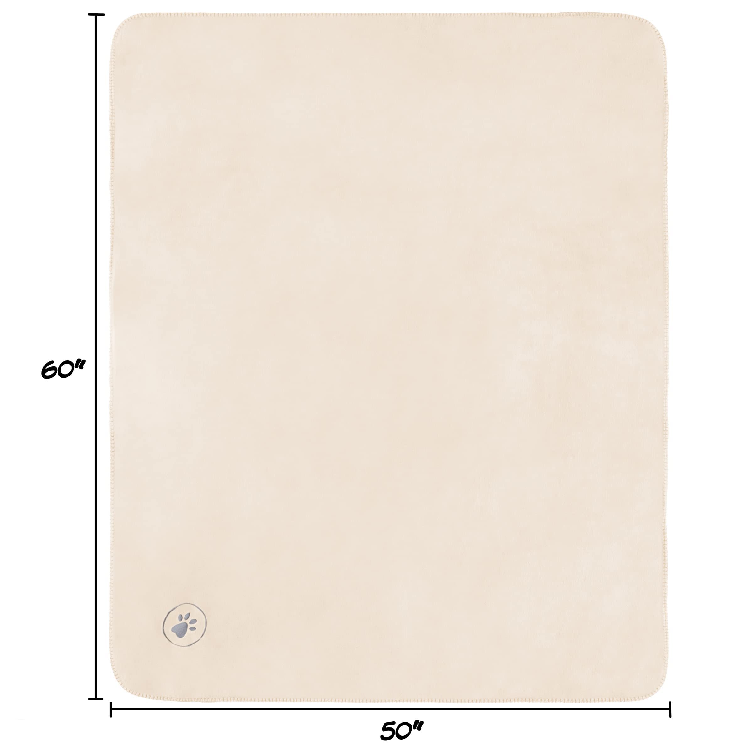 PETMAKER Waterproof Pet Blanket - 50x60-Inch Reversible Sherpa Fleece Throw Protects Couches, Cars, and Beds from Spills, Stains, and Fur (Cream)