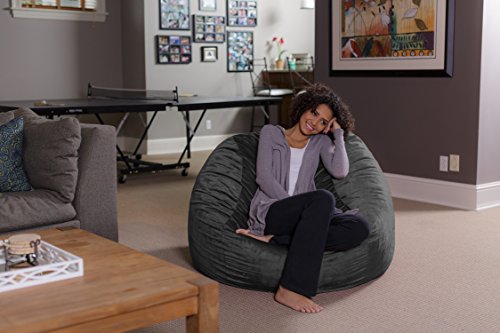 Sofa Sack - Plush, Ultra Soft Bean Bag Chair - Memory Foam Bean Bag Chair with Microsuede Cover - Stuffed Foam Filled Furniture and Accessories For Dorm Room - Charcoal 4'