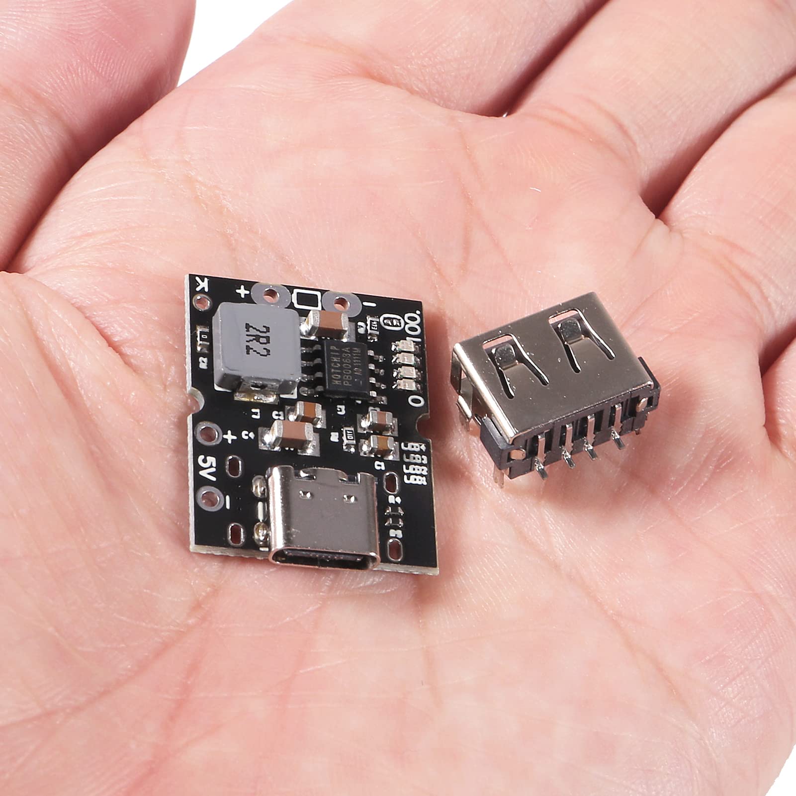DWEII 5PCS Type-C USB 5V 2A Boost Converter Step-Up Power Module Lithium Battery Charging Protection Board LED Display USB for DIY Charger (no Welding Version)