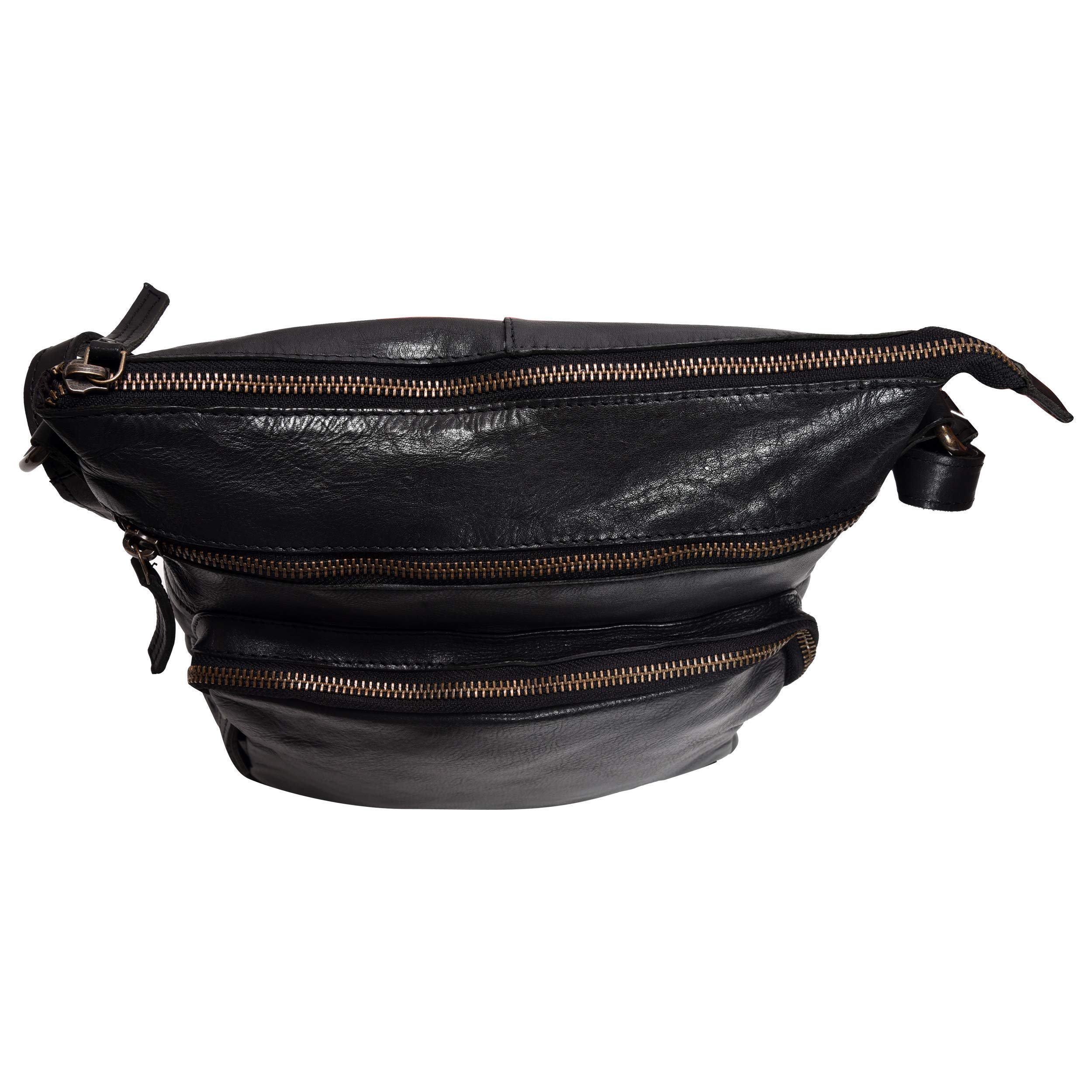 Real Leather Crossbody Bags Purses for Women Shoulder Handbags Crossover Handmade Stylish Trendy Pocketbook (Black Washed Vintage)