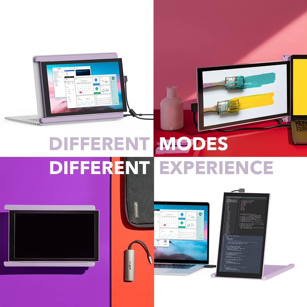 Duex Lite Portable Monitor with Privacy Screen, Mobile Pixels 12.5" Full HD IPS Screen Extender, USB C/HDMI Powered Plug and Play, (1*Misty Lilac Lite and 1* Privacy Screen)