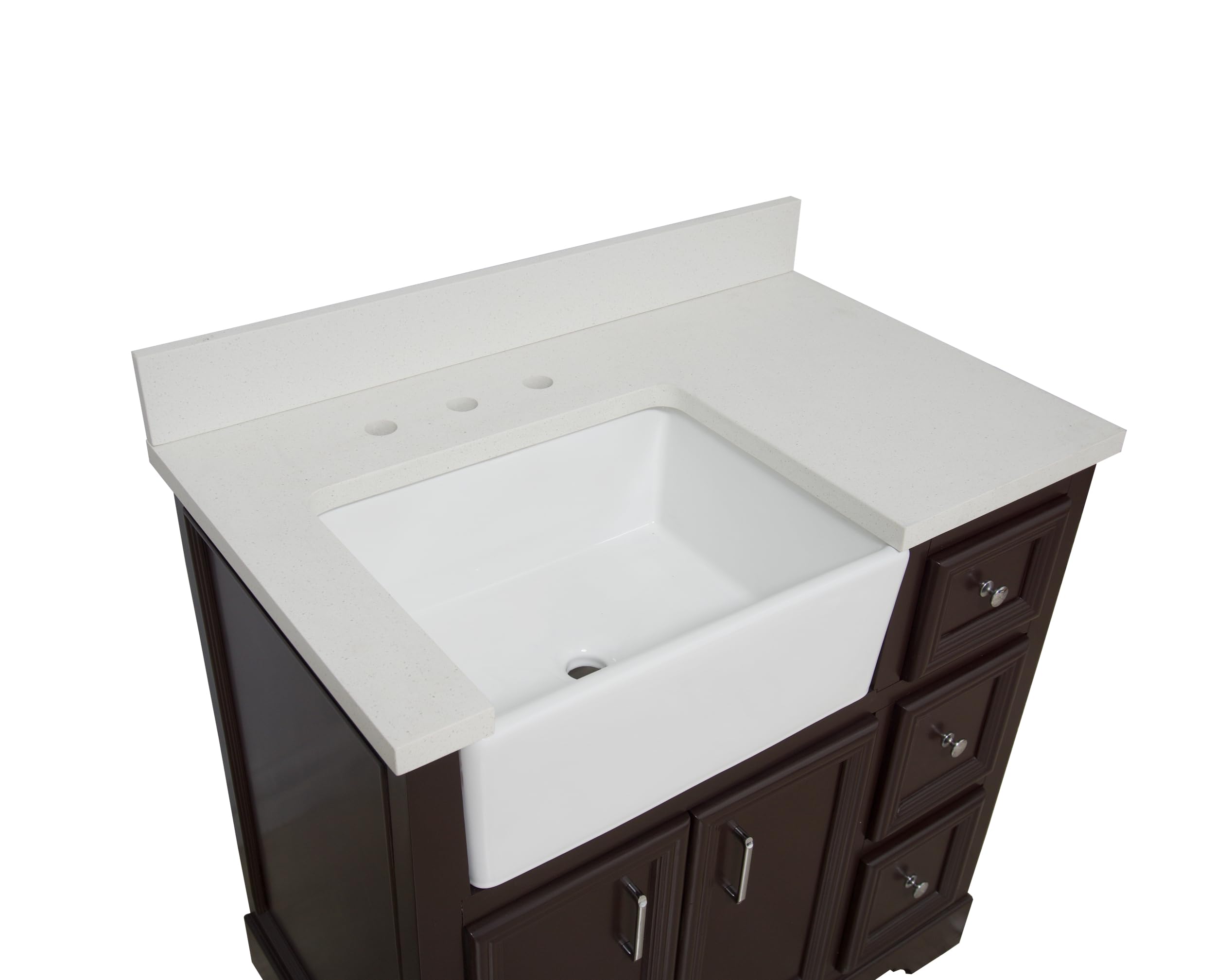 Kitchen Bath Collection Zelda 36-inch Farmhouse Vanity (Quartz/Weathered Gray): Includes Weathered Gray Cabinet with Stunning Quartz Countertop and White Ceramic Farmhouse Apron Sink