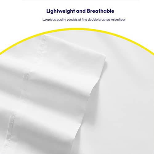 Twin Size Bed Sheets - 4 Piece 1500 Supreme Collection Fine Brushed Microfiber Deep Pocket Twin Sheet Set Bedding - 1 EXTRA PILLOW CASES, GREAT VALUE, Twin, White