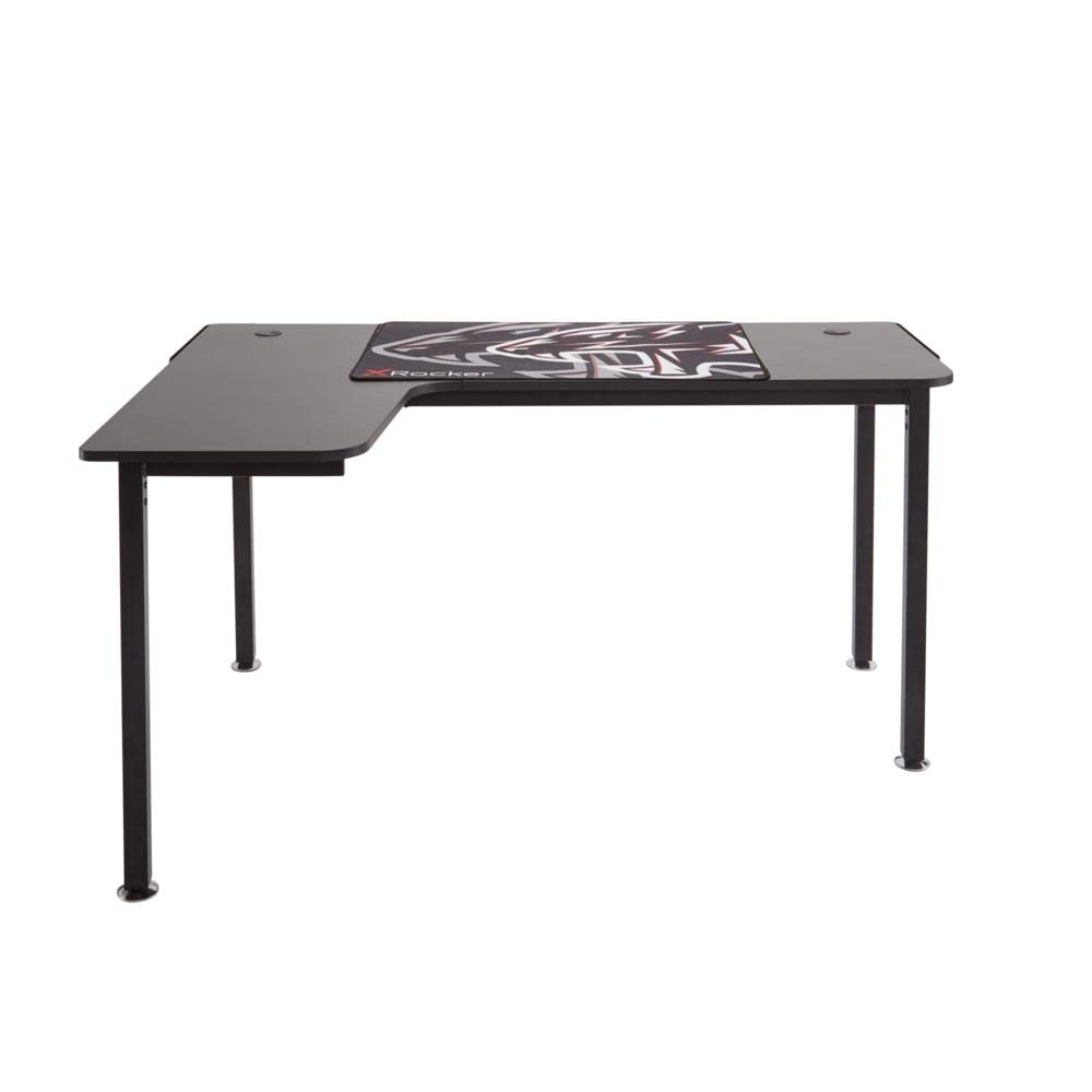 X Rocker Panther XL Left Corner Gaming Desk with Free Large Mousepad Included, Ultra Wide Left-Hand Corner Computer Table, Grey Carbon Fibre Effect and Cable Management
