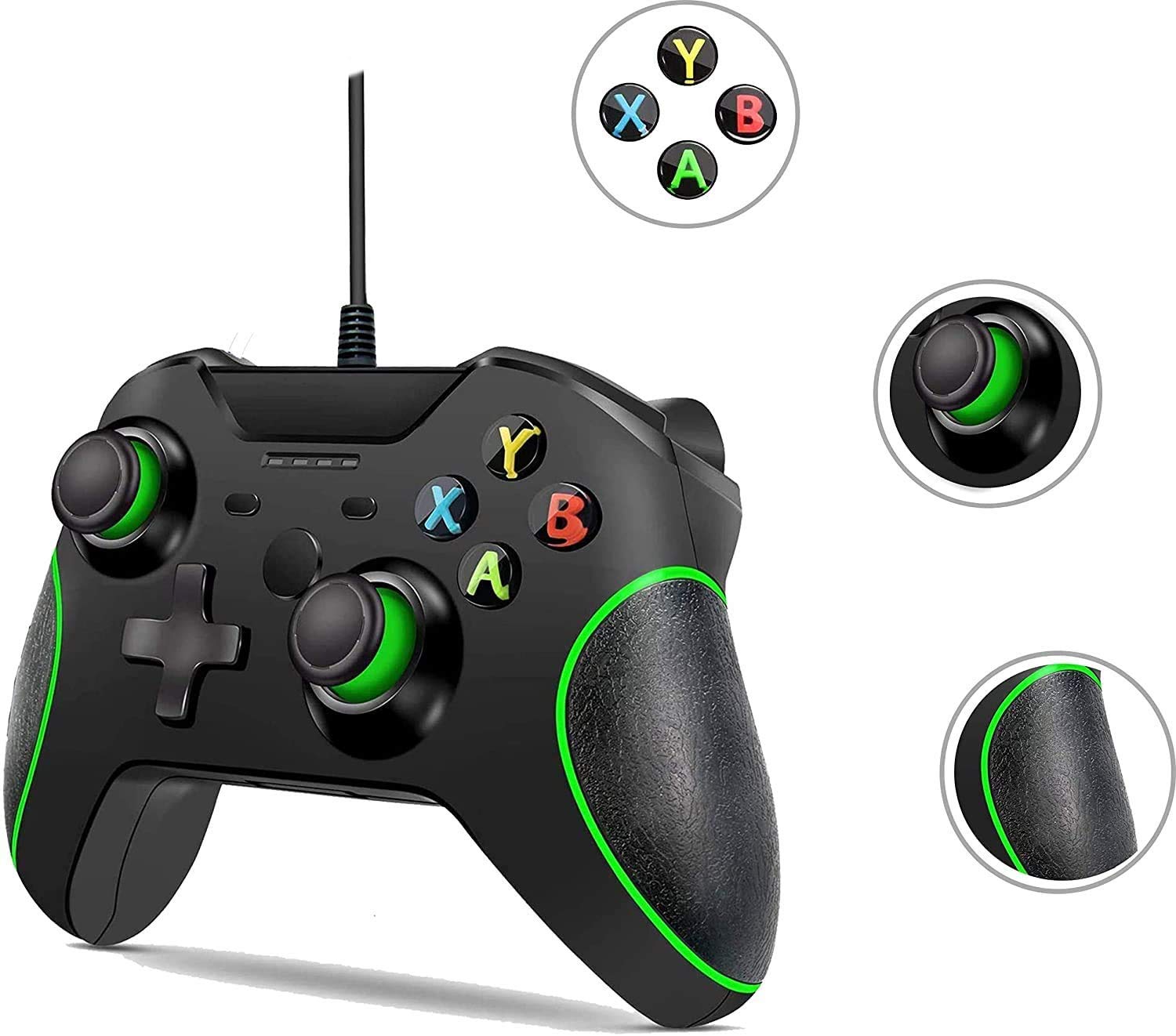 Wired Controller for Xbox One, Upgraded Game Controller Compatible with Xbox One/X/S/and PC(Black 1)