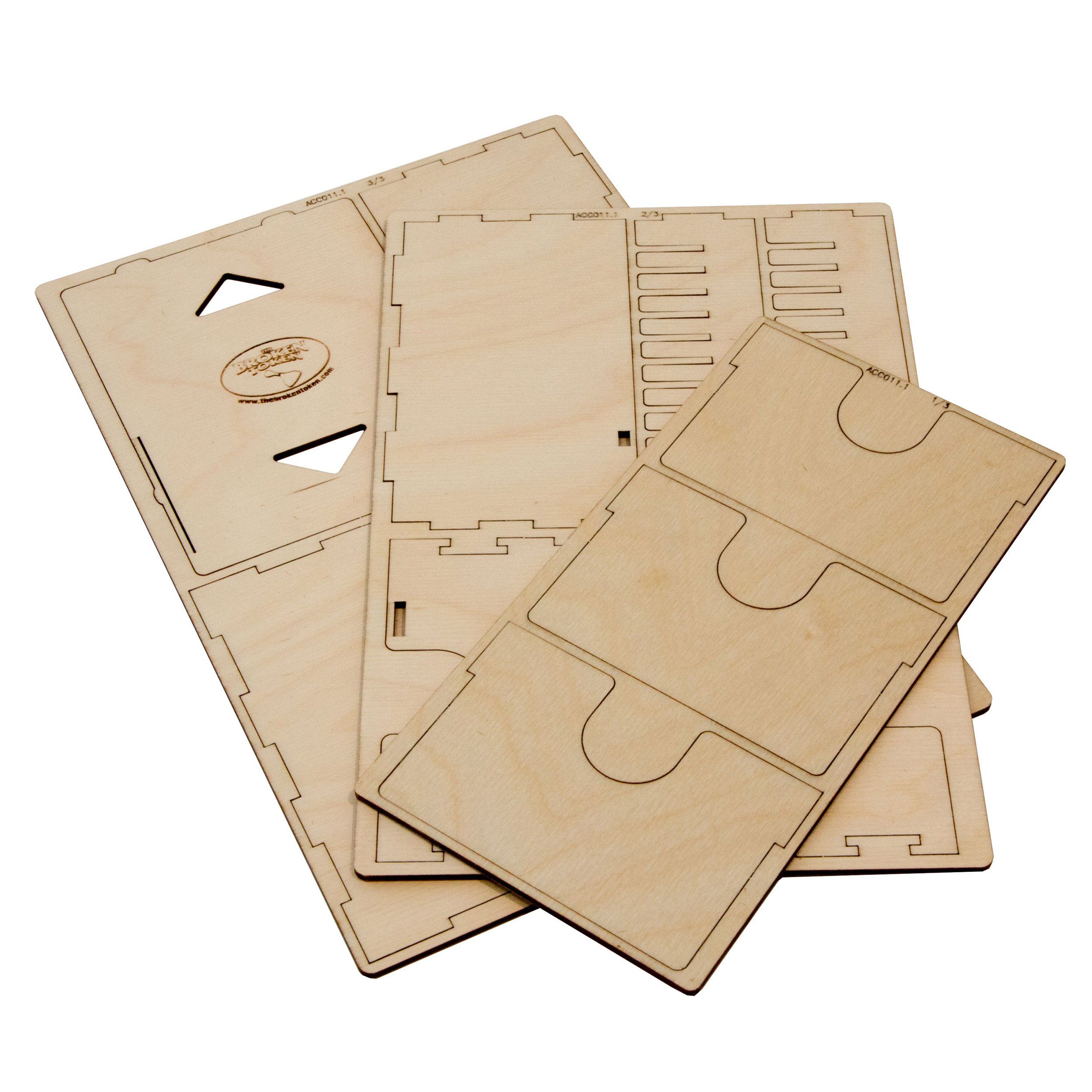 The Broken Token Case for Standard and European Size Cards - Wood Card Case with Four Adjustable Dividers