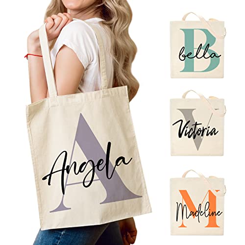 Easycosy Personalized Tote Bag Canvas Tote Bag with Picture Text Customized Reusable Grocery Bag Floral Gifts Bag for Women