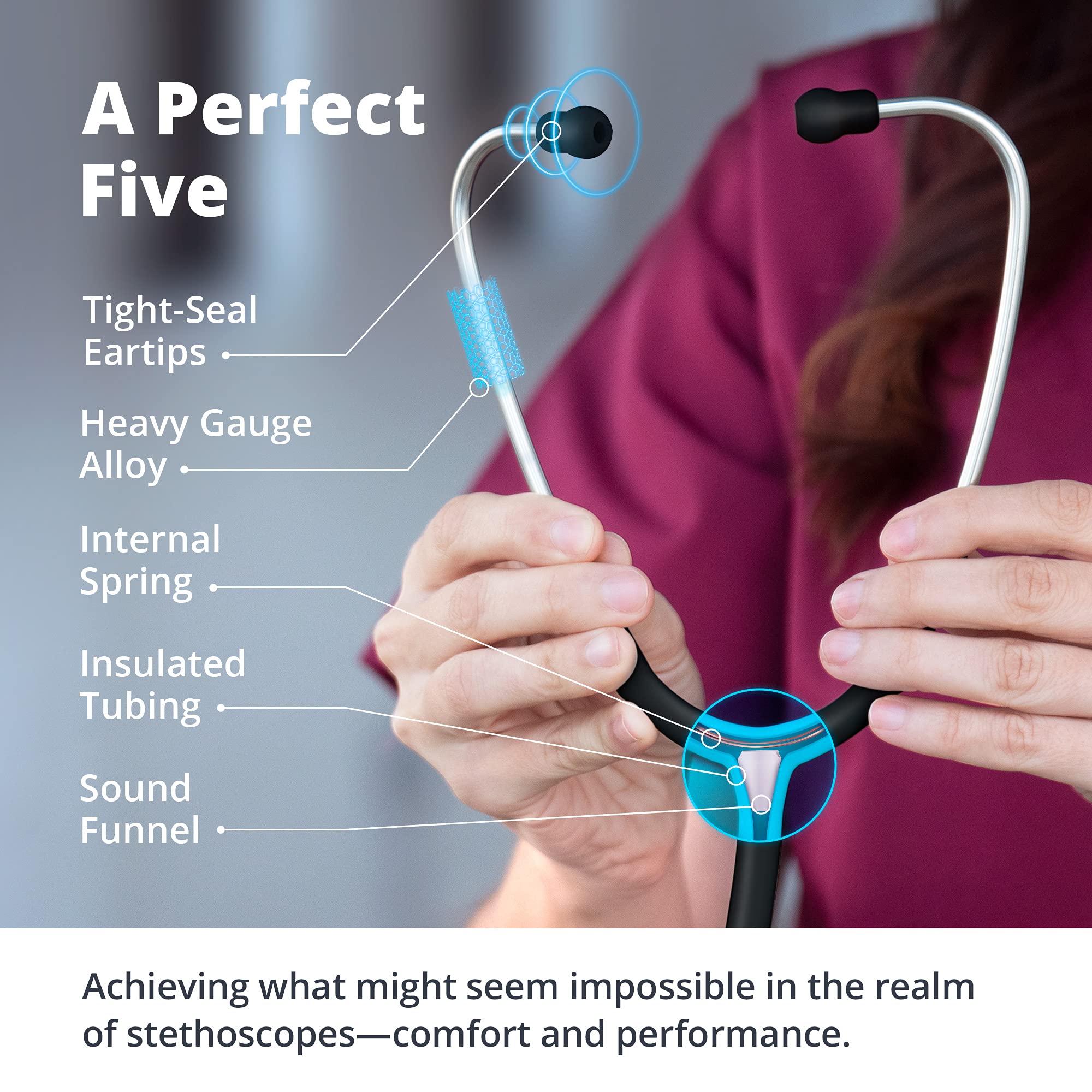 Greater Goods Dual-Head Stethoscope β Clinical Grade, Lightweight, High-Precision Sound, Ideal for Doctors, Nurses, Students, and Medical Professionals, FSA/HSA Eligible, Black w/Stainless Steel