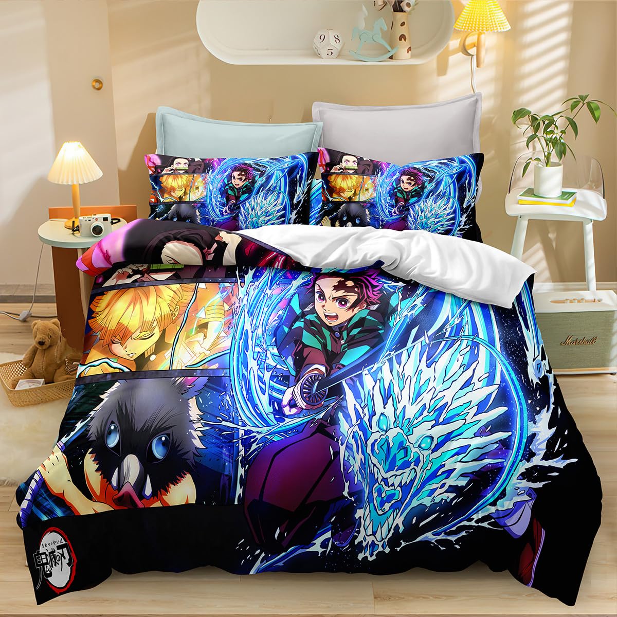 LJHWUY Duvet Cover Anime Demon Slayer Soft Printed Comforter Bedding Set Quilt Covers with 2 Pillowcases for Your Bedroom, Twin
