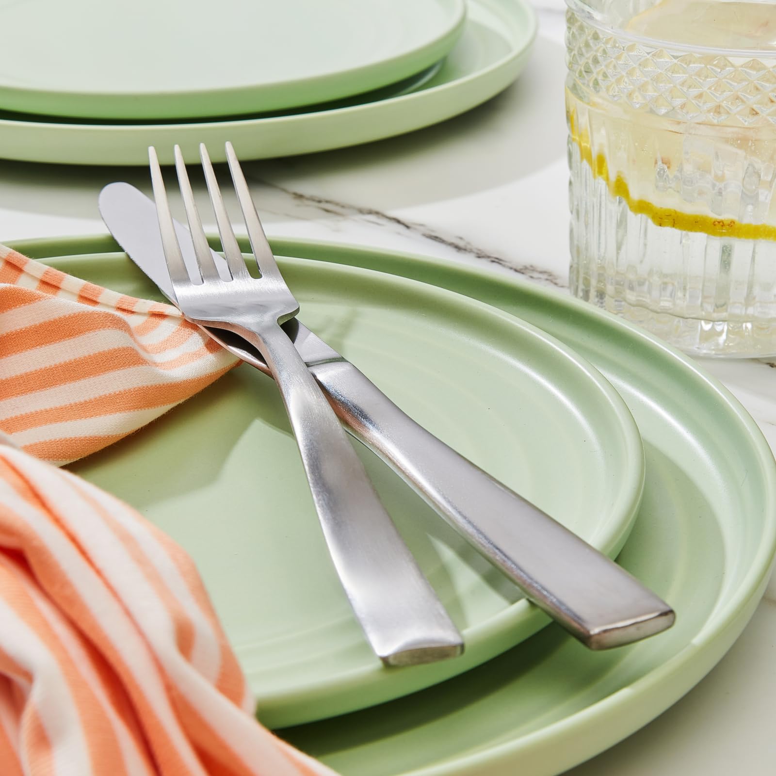 HIKAA 20PCS Extra Thickness Satin Loft Heavy Duty Silverware Set Stainless Steel Flatware Set, Service for 4, Matte Satin Polished Cutlery Set, Dishwasher Safe