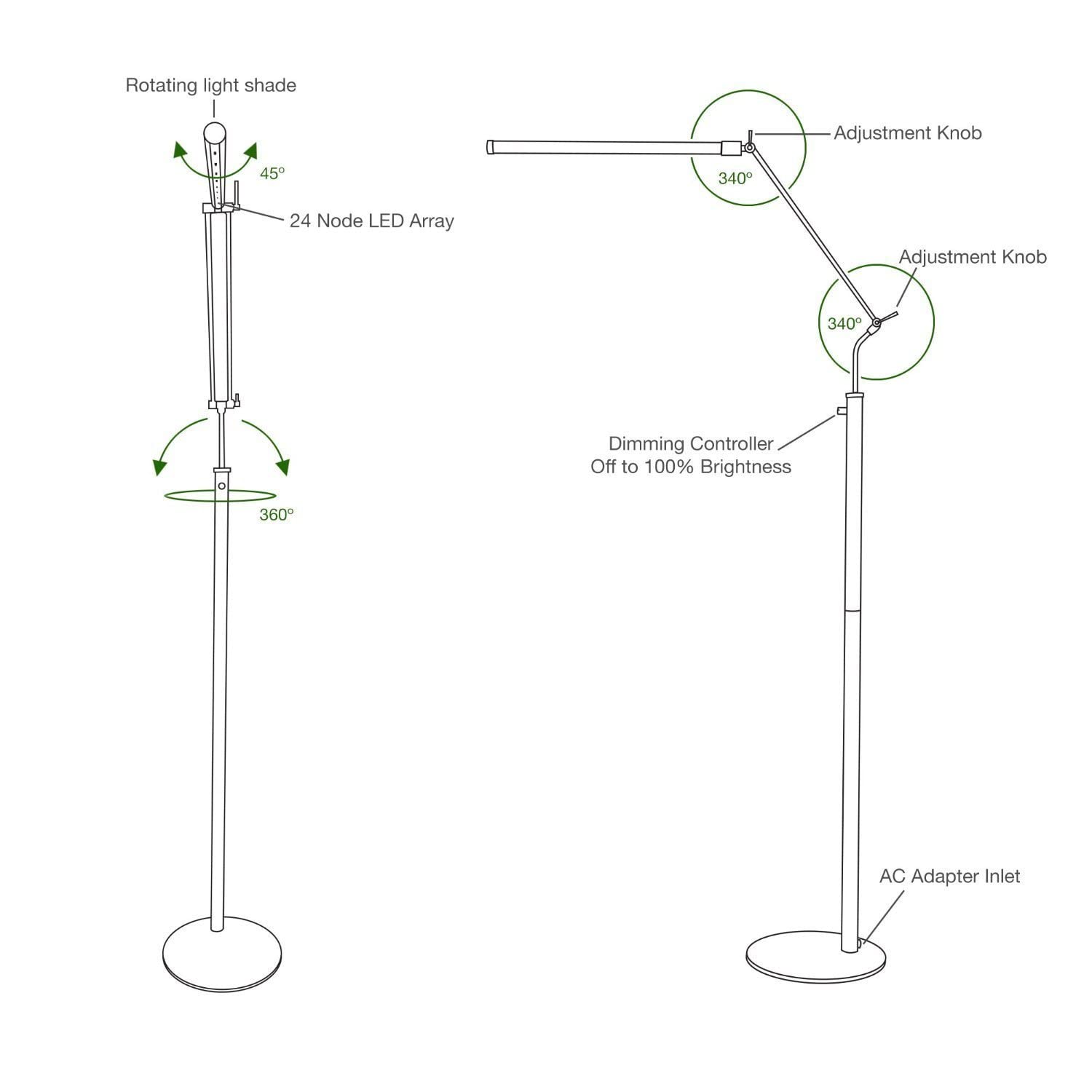 Cocoweb High Powered, dimmable, LED Floor Lamp - Fled-GPS (Antique Brass)