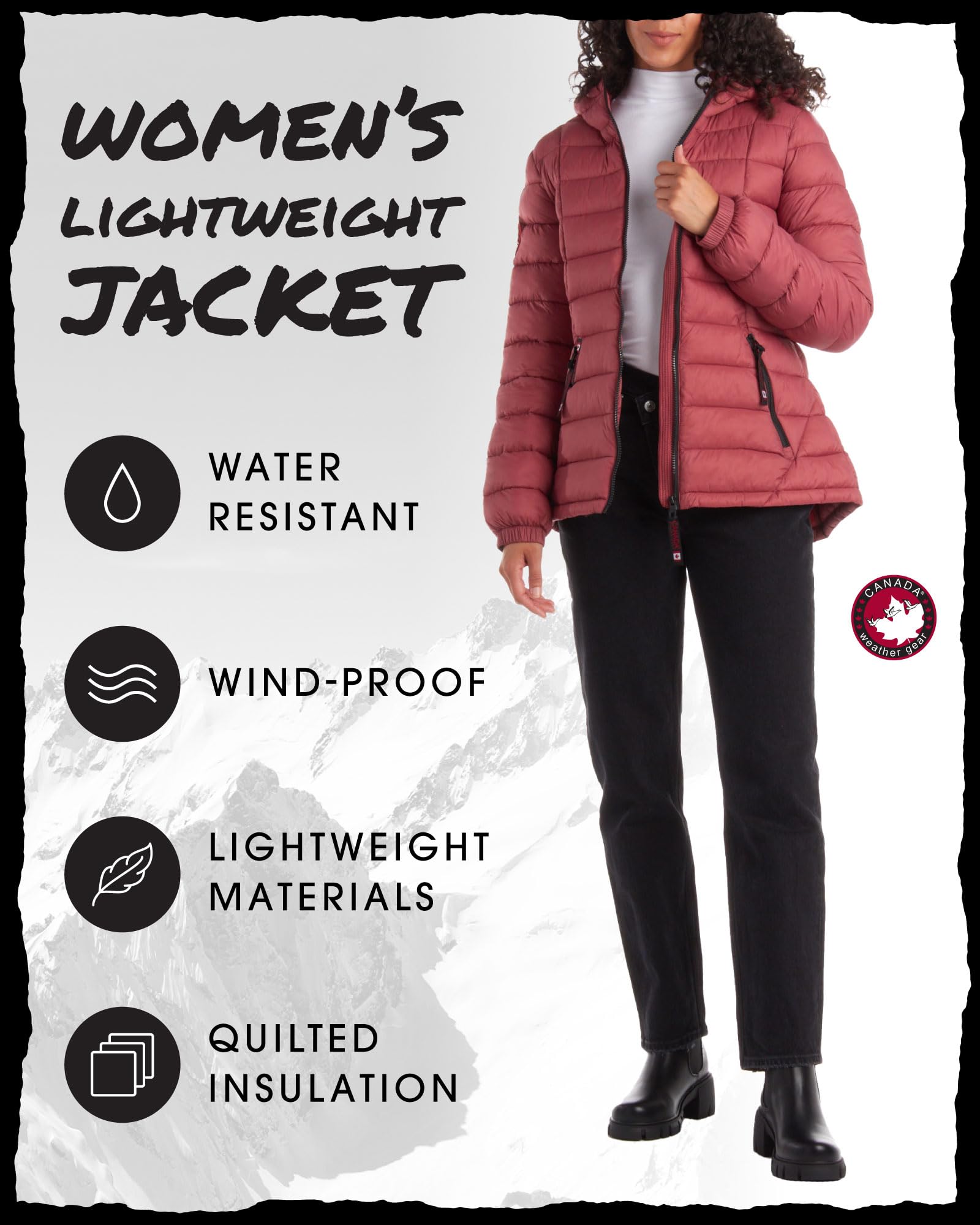 CANADA WEATHER GEAR Women’s Jacket – Lightweight Packable Bubble Puffer Coat for Women (S-XL), Size Small, Black