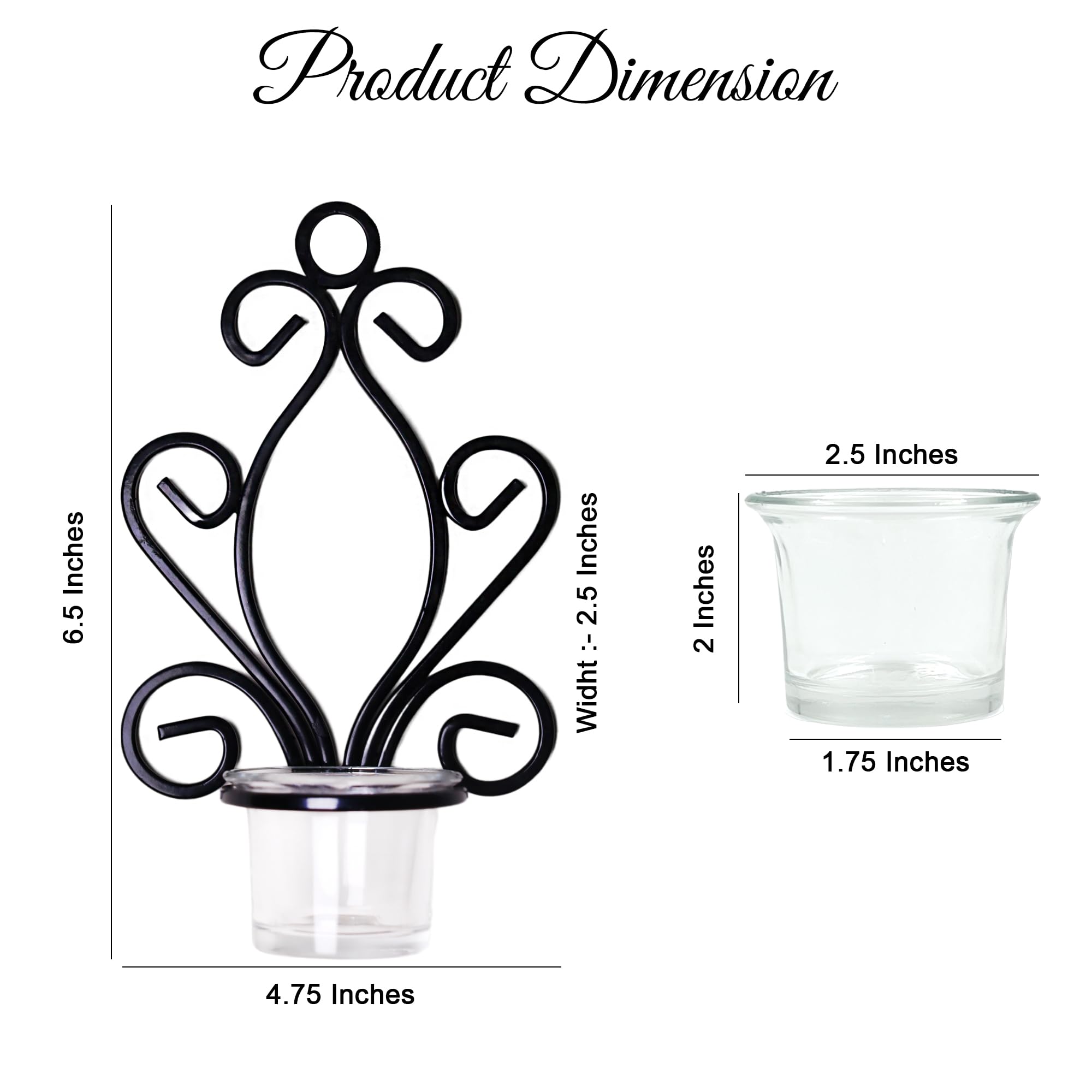 Hosley Iron Angel Wall Sconce Set - 7.68" Tea Light Candle Holders Pair of Decorative Iron Sconces for Home Decor Angel Wing Design Set of 2