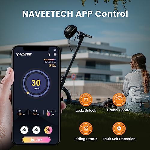 NAVEE Electric Scooter N40,600W Max Power,10" Pneumatic Tires,25-30 Miles Range & 19MPH Speed, Dual Brake System,IPX4 Waterproof, Commuter E-Scooter for Adults 220lbs
