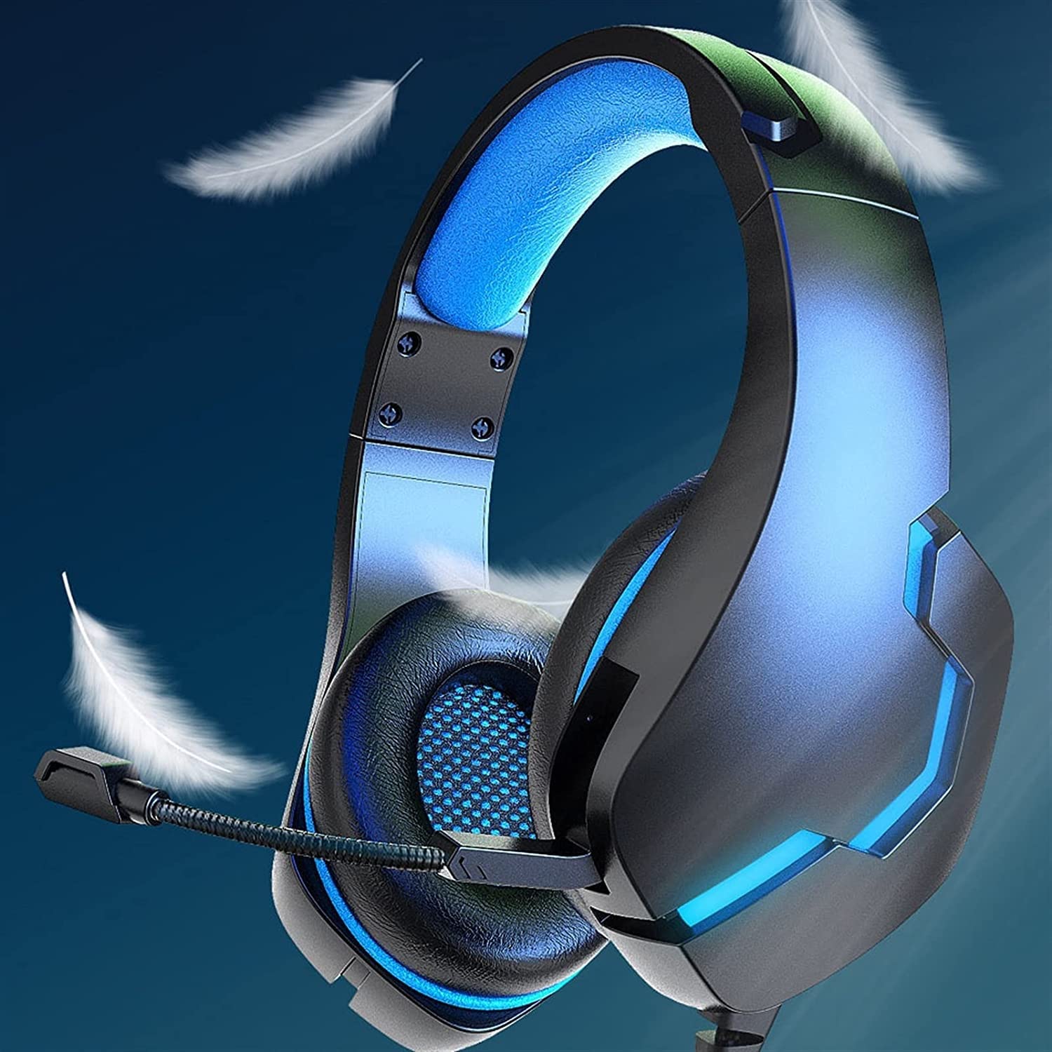 XIXIDIAN Gaming Headset, for PC Surround Sound Headphones with Noise Cancelling Microphone (Color : Red)