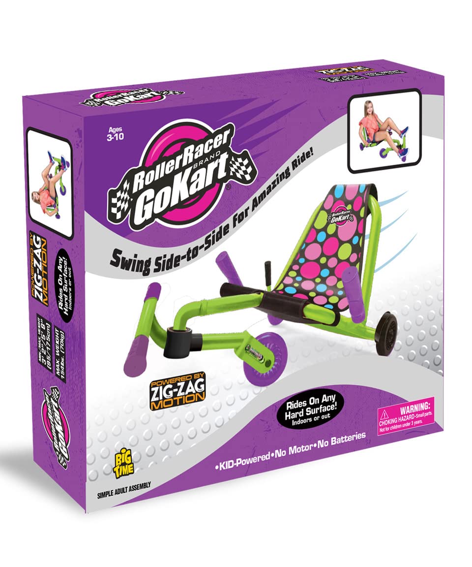 Roller Racer Go Kart, Swing Side-to-Side for Amazing Ride, Powered by Zig-Zag Motion, Rides on Any Hard Surface (Indoors and Outdoors)
