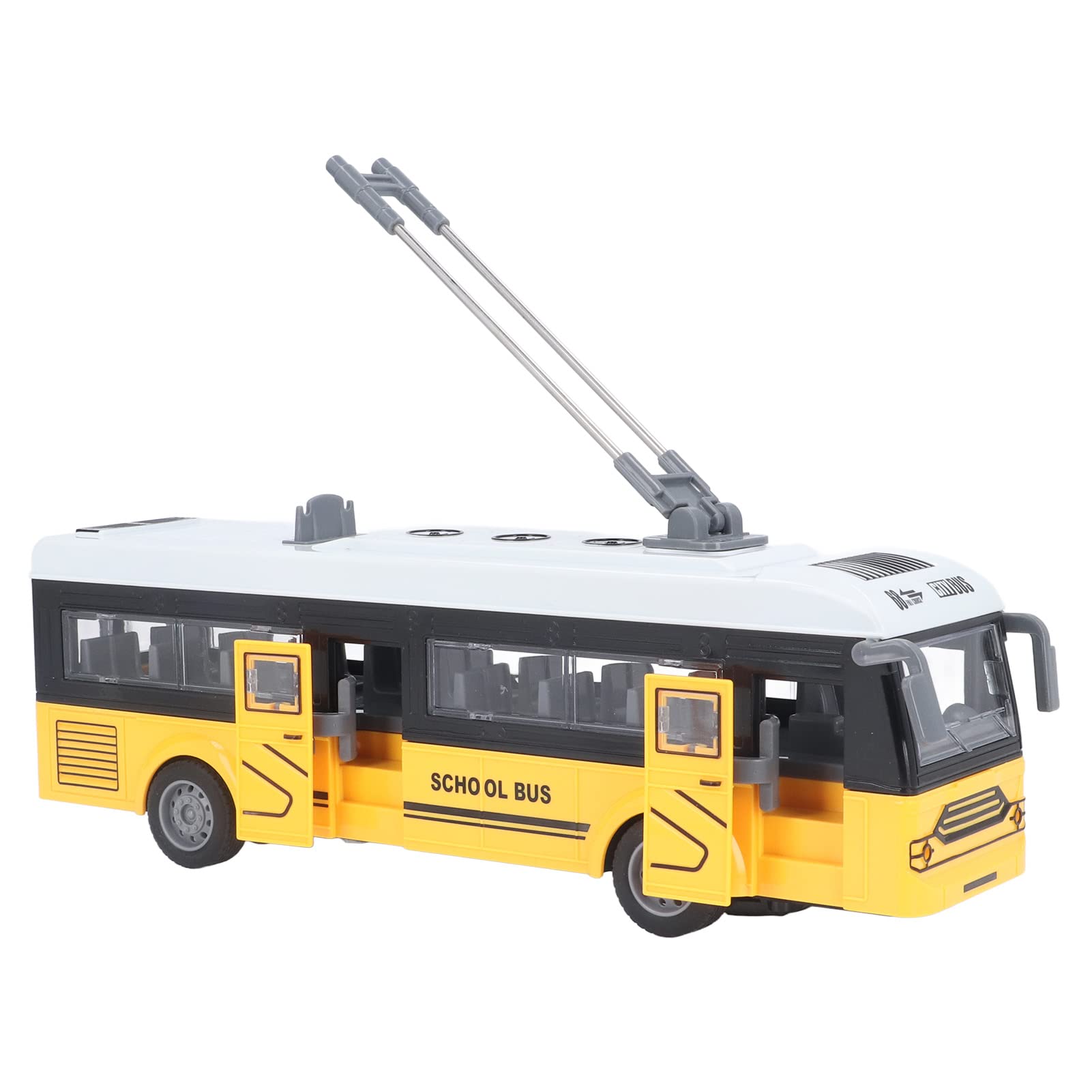 EATC High Simulation Toy School Bus Opening Single Layer Bus Doors Remote Control Electric Toy car for Children School Bus