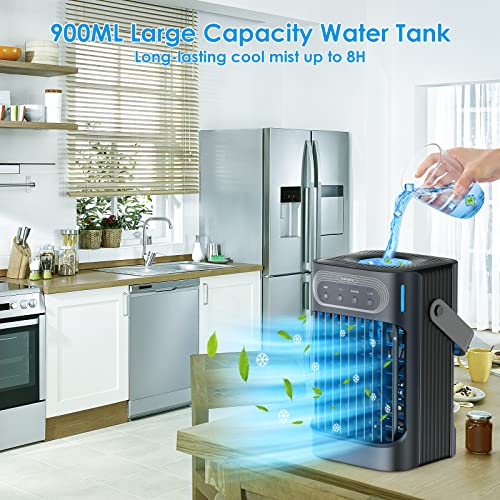 Portable Air Conditioners Fan β Daonsuty Evaporative Air Cooler Cooling Fan with 3 Cool Mist & 3 Speeds, 7 Night Light & 2-8H Timer, Personal Table Air Conditioners Fan for Bedroom Office Camping