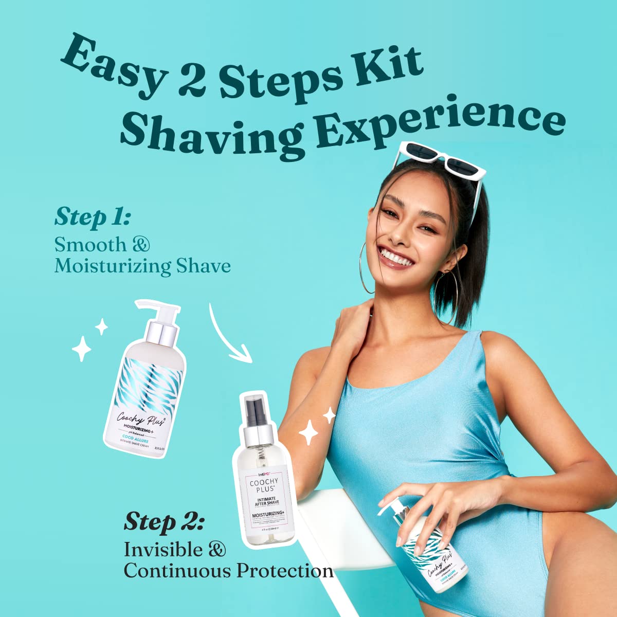 Coochy Plus Intimate Shaving Complete Kit - COCO ALLURE & Organic After Shave Protection Soothing Moisturizer Mist β Antioxidant Formula Prevents Razor Burns, Itchiness & Ingrown Hairs