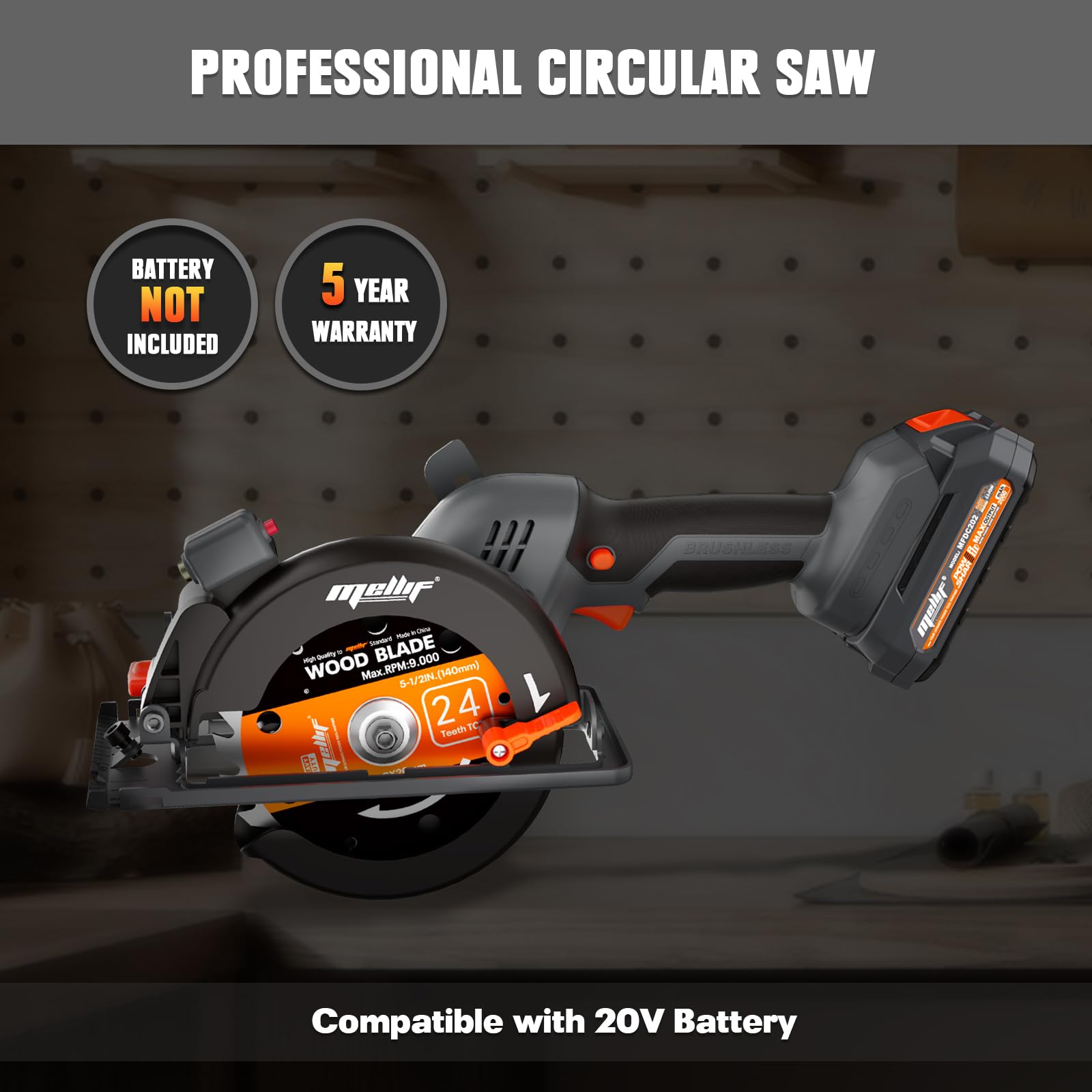 Mellif Cordless Circular Saw compatible with dewalt 20v max battery, Black & Gray