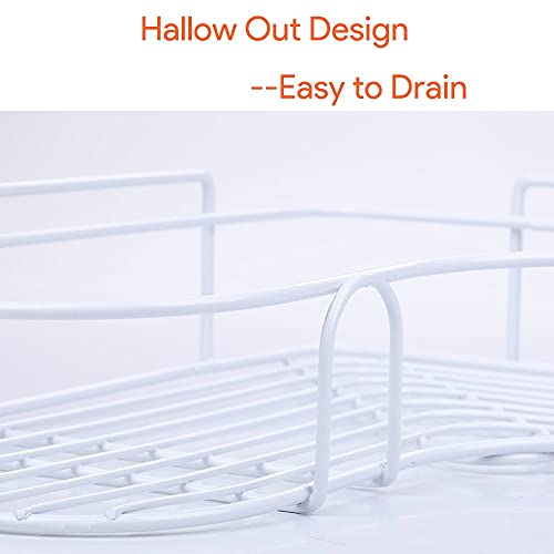 LAIGOO Adhesive Shower Caddy Corner Shelf, Metal Bathroom Shelf Wall Mounted Shower Shelf, Non-Drilling Floating Shelves for Shower Organizer/Bathroom Organizer/Kitchen (2 Pack, White)