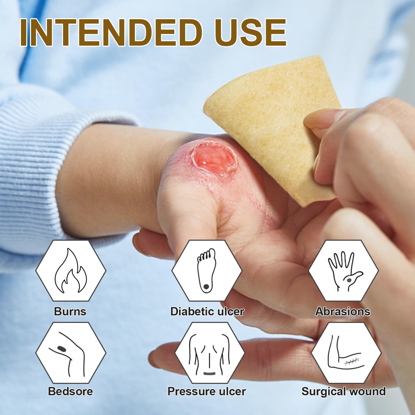 Ceeport Manuka Honey Calcium Alginate Wound Dressing, 2"x 2" High Absorbency Honey Wound Dressing with Calcium Alginate, Medical Grade Manuka Honey Wound Care Bandages Patches for Wounds(Pack of 10)