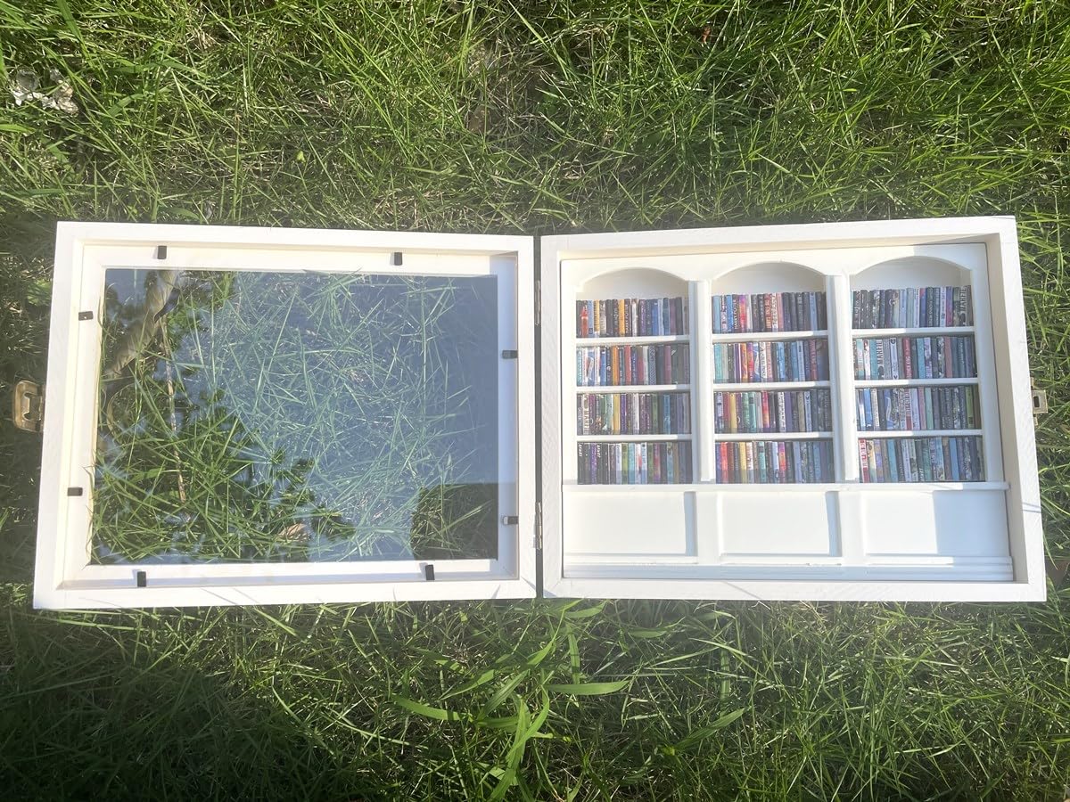 Generic Shake Away Anxiety Bookshelf,Stress Reliever,with 350Pcs Miniature Book Match Boxes Display Case Cabinet Decoration, for Book Lovers (white)