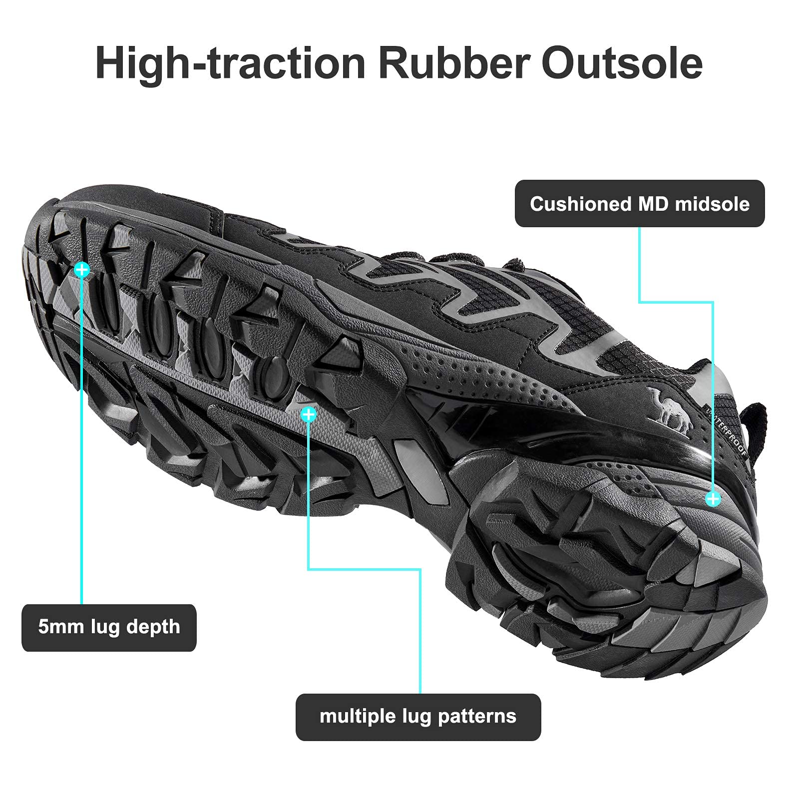 CAMEL CROWN Men Hiking Shoes Lightweight Low Top Hiking Boots Breathable Waterproof Sneakers for Trail Outdoor