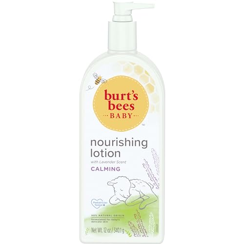 Burt's Bees Baby Nourishing Lotion with Lavender, Calming Baby Lotion, Pediatrician Tested, 99.0% Natural Origin, 12 Ounces