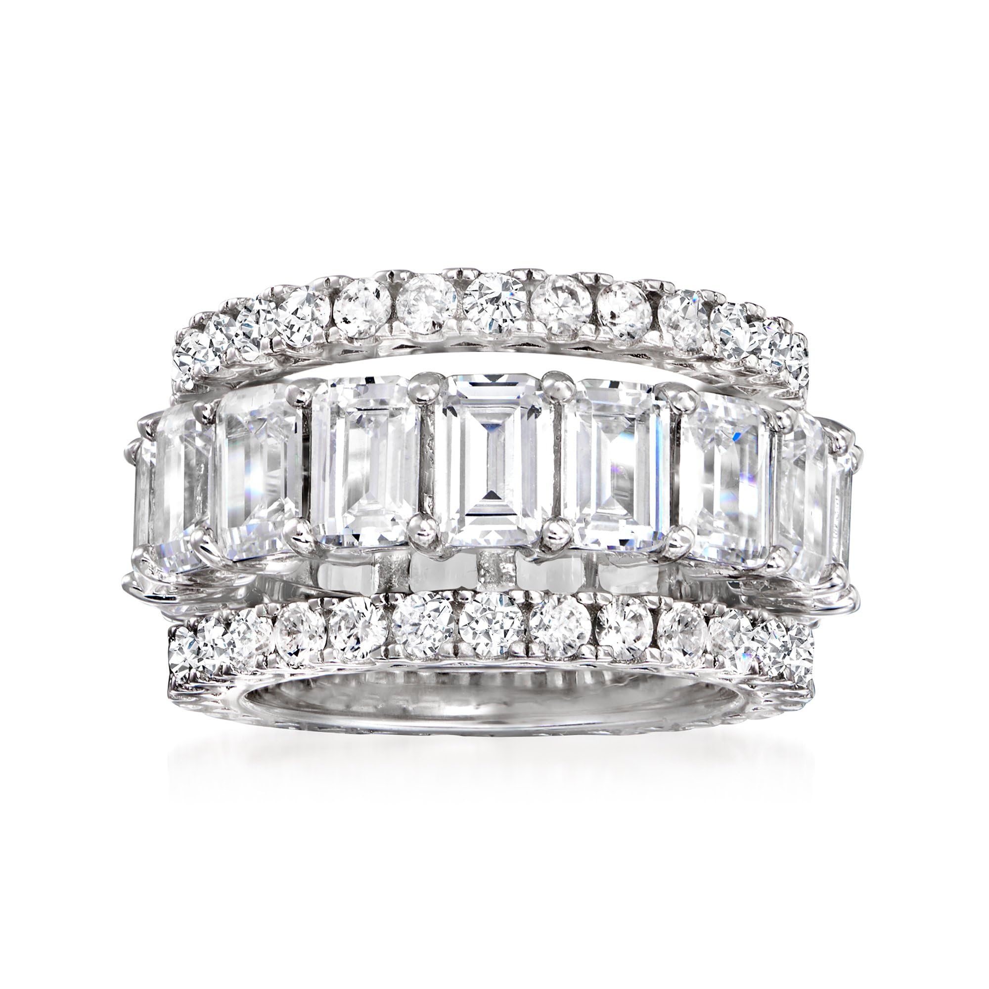 Ross-Simons 11.65 ct. t.w. CZ Jewelry Set: 3 Eternity Bands in Sterling Silver. Size 9