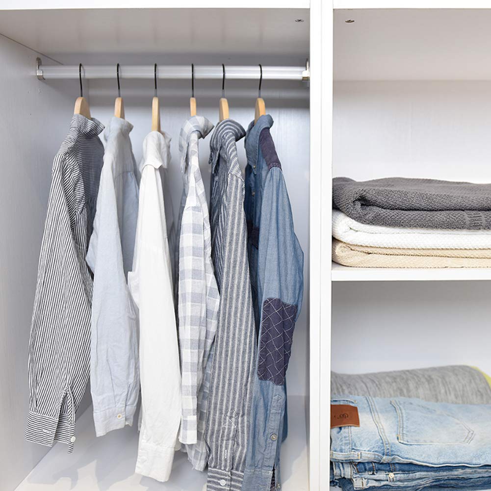 JS HANGER Wooden Coat Hangers, 30 Pack High Grade Wood Suit Hangers with Non Slip Pant Bar - Extra Smooth and Splinter Free, Unvarnished