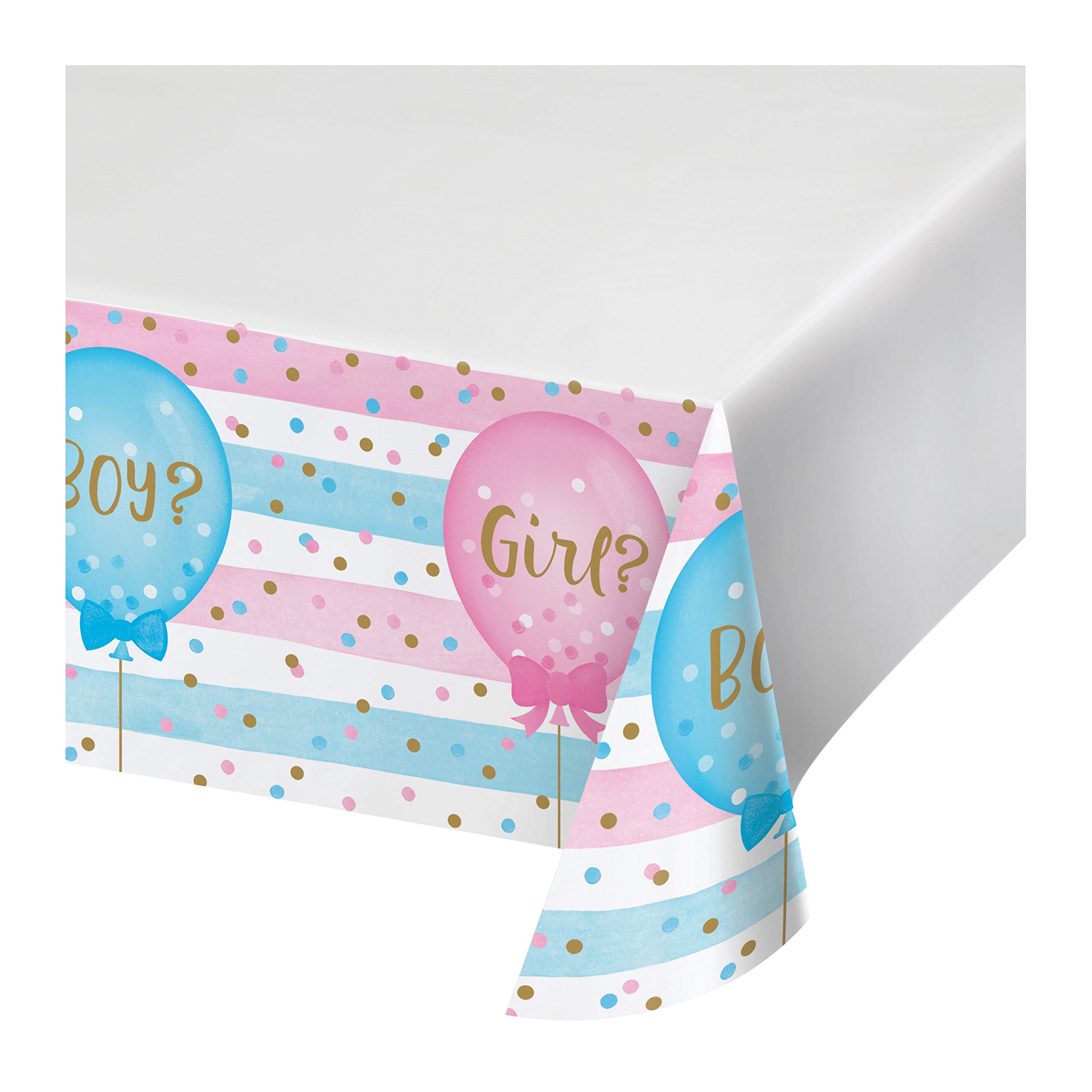 Creative Converting 2 Count Plastic Table Cover 54 X 102 | Pink & Blue, Boy or Girl? | Baby Shower Party Mothers Expecting Gender Reveal