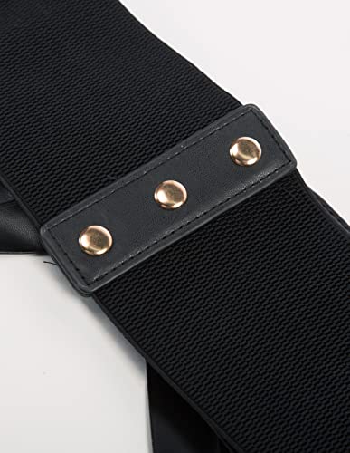 Hanna Nikole Womens Plus Size Stretchy Cinch Belt Snap-Button Corset Belt Black M