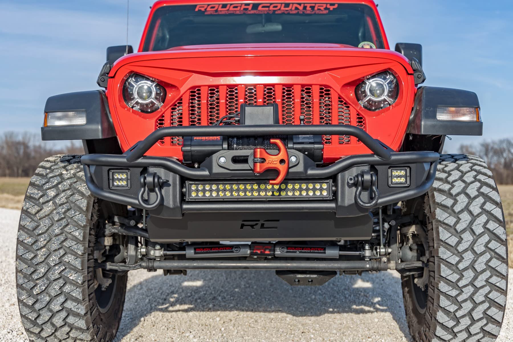 Rough Country Tubular Front Bumper for 07-24 Jeep Gladiator JT/JK & JL - 10647