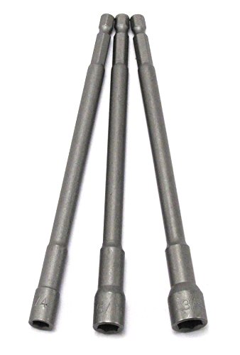 Elitexion 6 Inch Long Magnetic Nut Setters 1/4 inch Hex Shank Heavy Duty for 1/4, 5/16, and 3/8 inch Set – 3 Piece Set