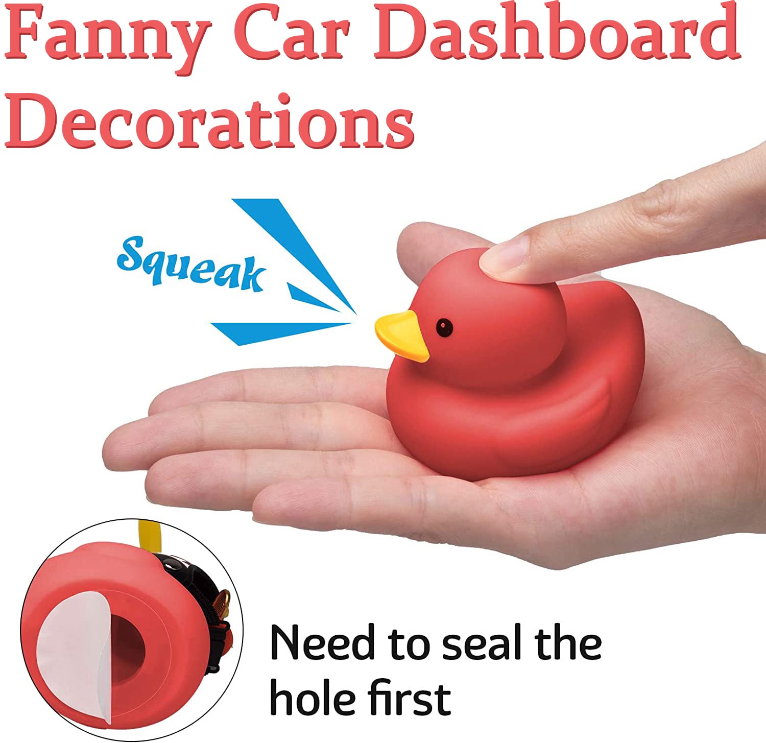 wonuu Rubber Duck Car Decoration Ornaments Duck Car Dashboard Decorations Cool Glasses Duck with Propeller Helmet (R-Beatle-Red)