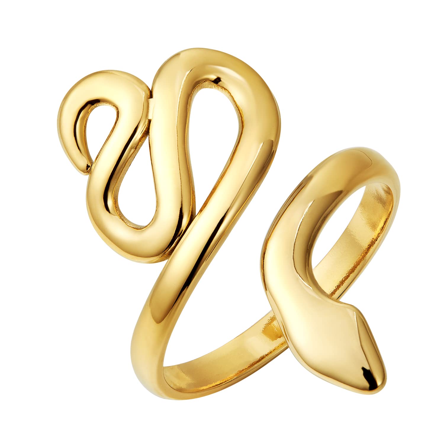 BUEMMR Stacking Rings 14K Gold Plated Bold Snakes Adjustable Thumb Ring for Women Jewelry Gift