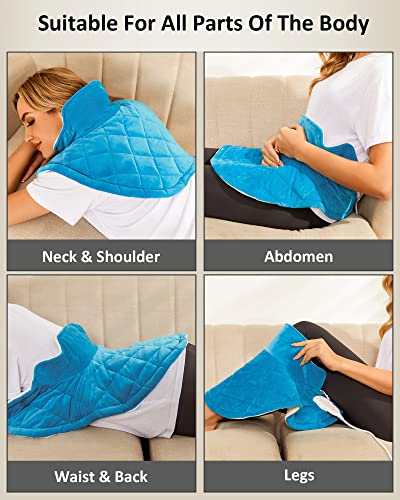 Heating Pad, Weighted Heating Pad for Neck and Shoulder Pain Relief, 2.7lb Electric Heated Neck Shoulder Wrap for Deep Pressure Heat Therapy, 8 Heat Settings, 12 Auto-Off with Countdown