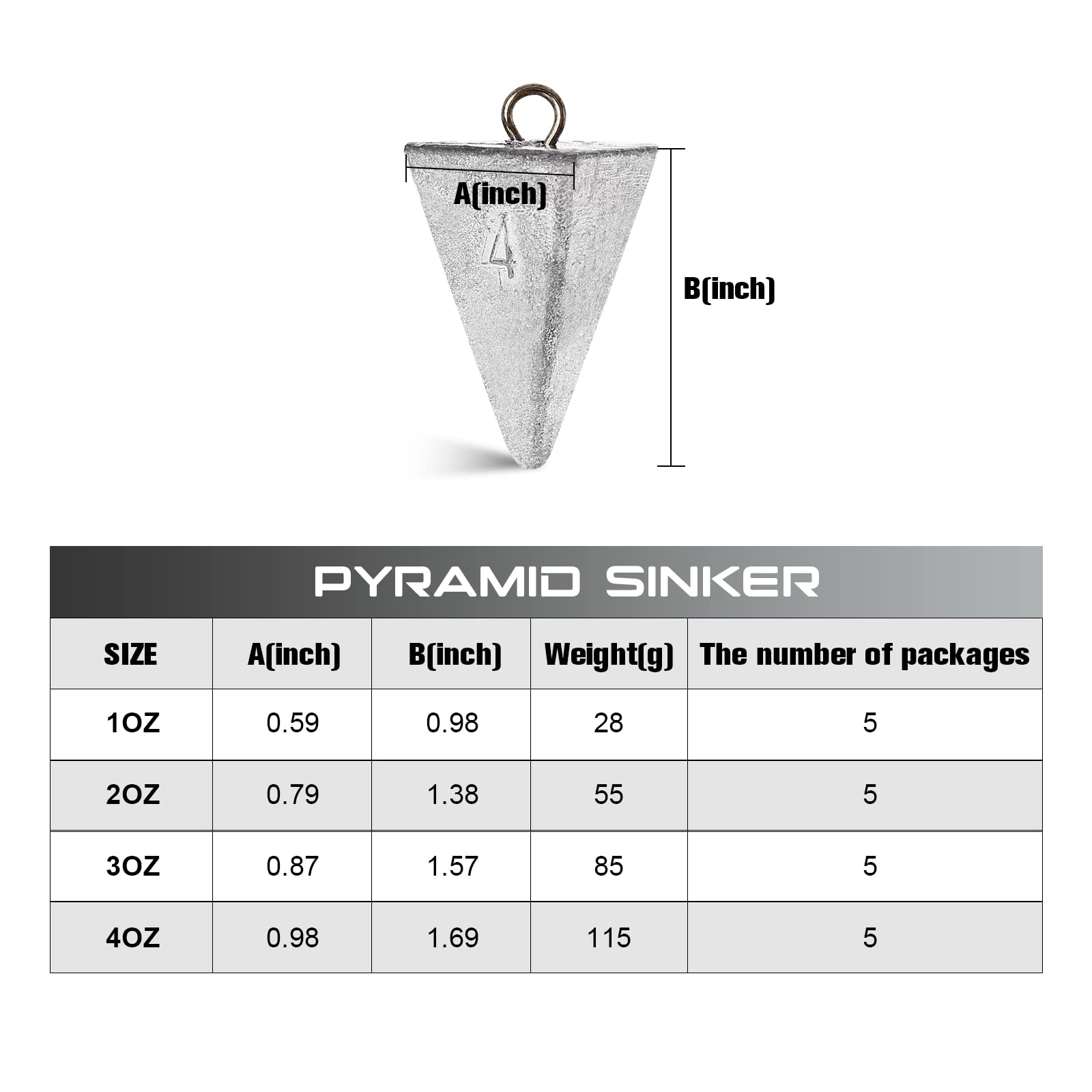 Croch Pyramid Sinkers Fishing Weights for Saltwater 1oz 2oz 3oz 4oz